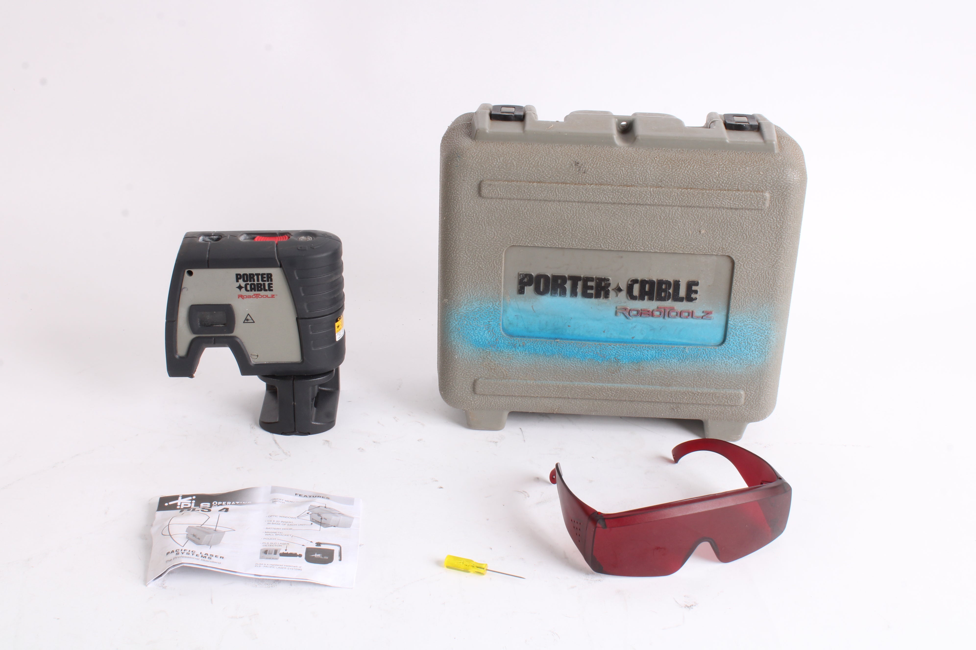 Porter Cable RT 7610 5 RoboToolz Auto Plumb Laser Level W Safety Glasses Case